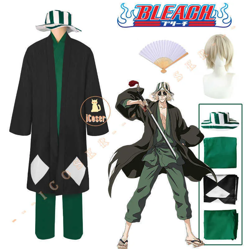 Urahara Kisuke Cosplay Costume - Bleach Anime Outfit with Wig, Haori ...
