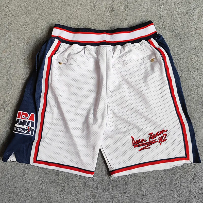 Retro Basketball Shorts - White Outdoor Shorts with 1992 Dream Team ...
