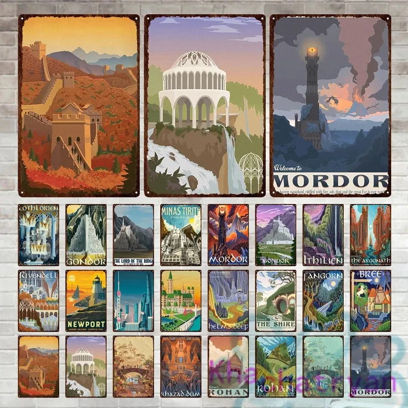 Vintage Painting Over Painted Metal World Tour City Tall Buildings ...