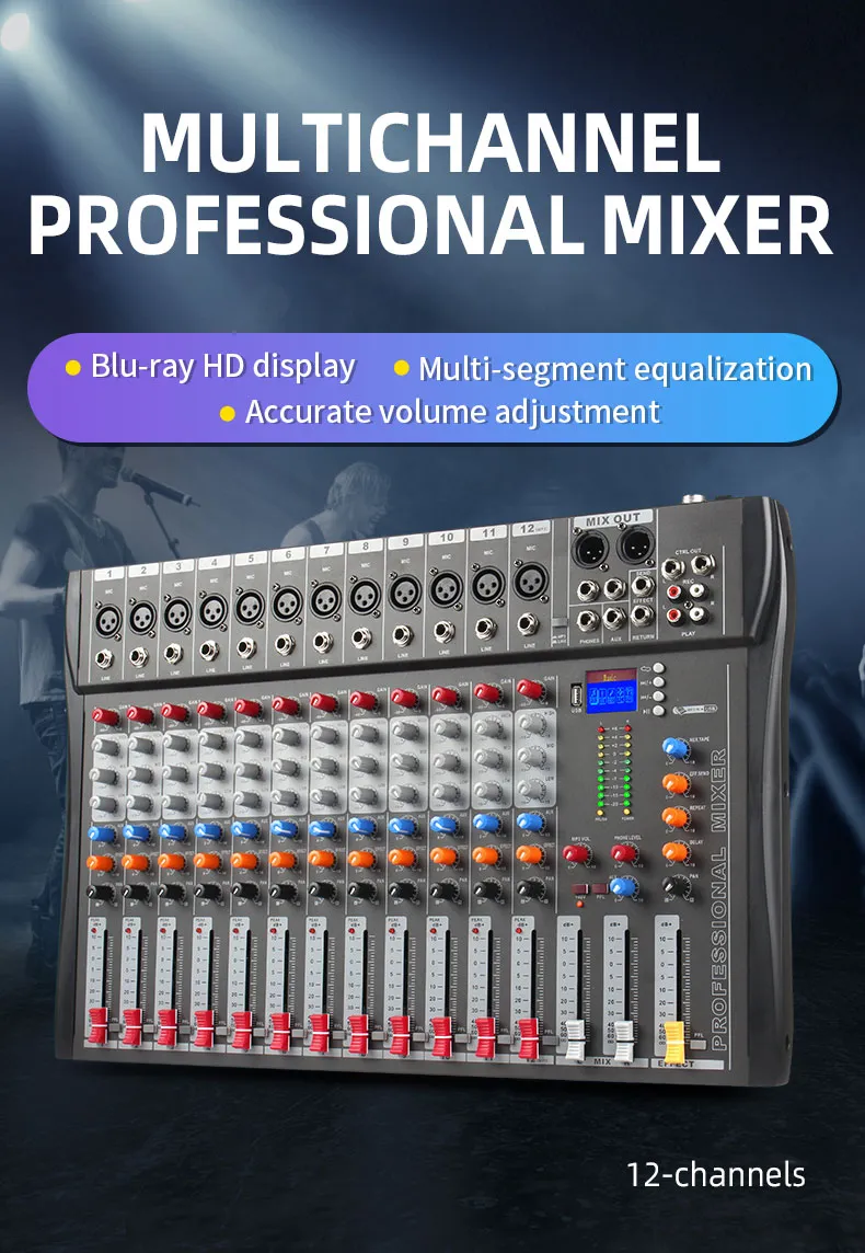 DHgate.com:Professional 12-Channel Audio Mixer Amplifier with USB for ...