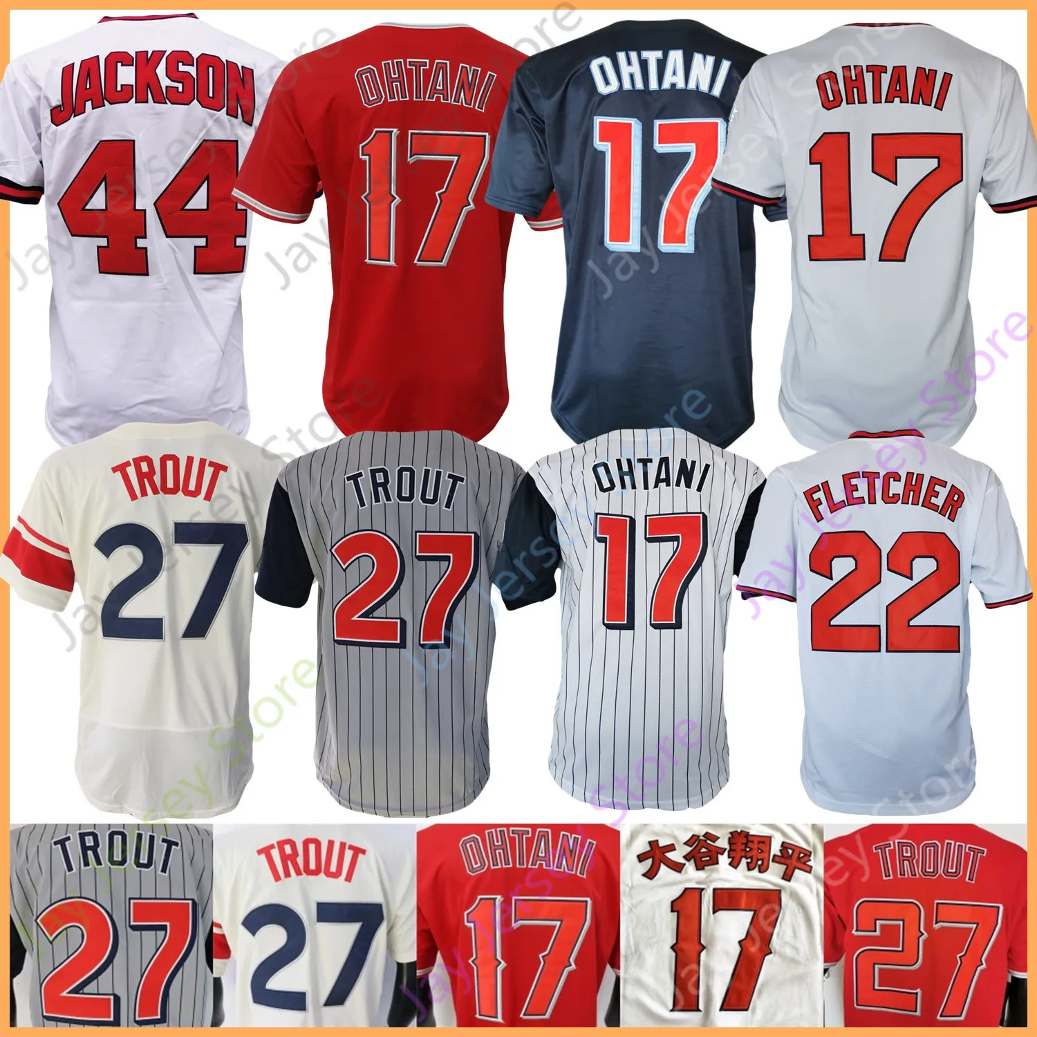 Baseball Jersey Mike Trout Shohei Ohtani Rendon David Fletcher Jackson ...