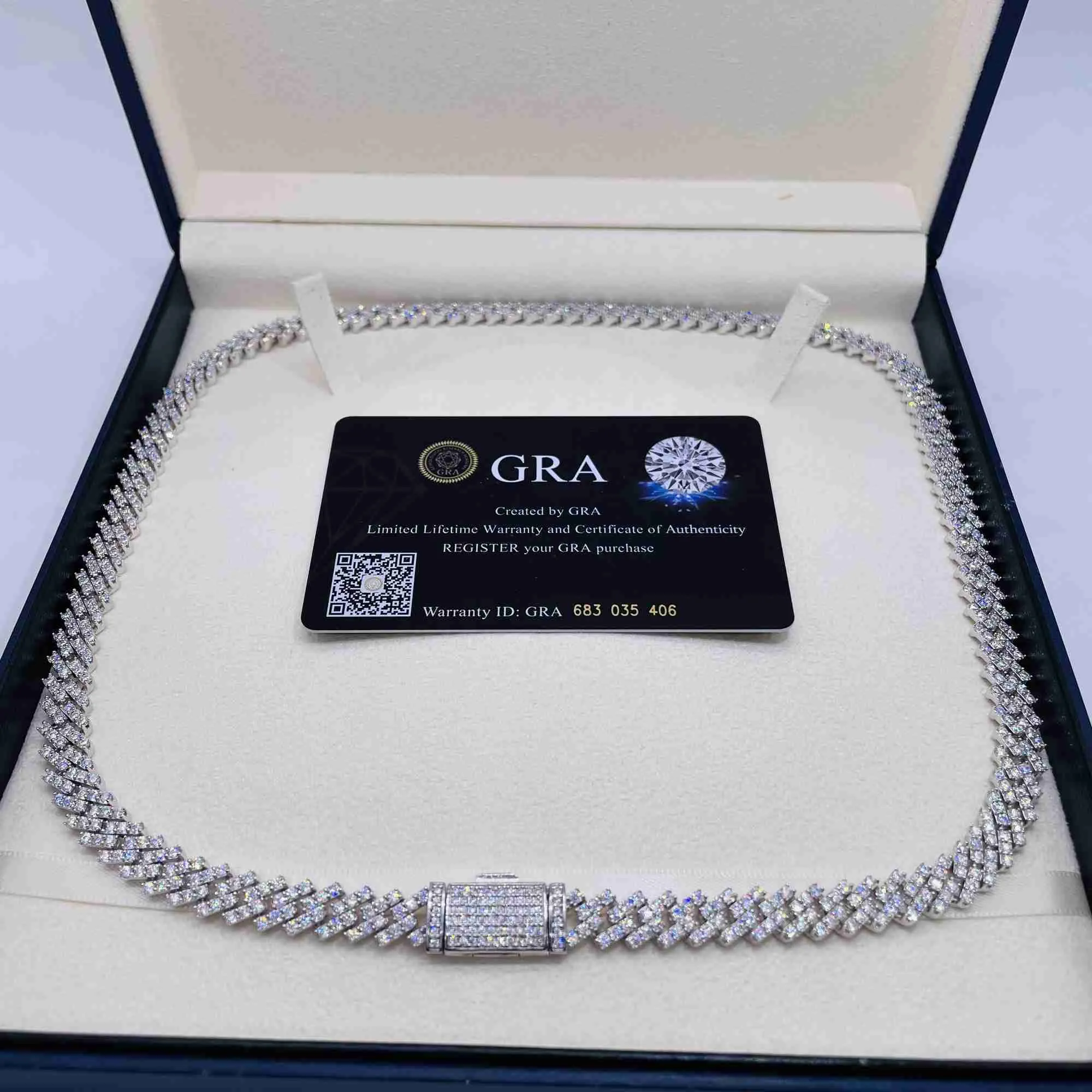 Moissanite Chain Iced Out Cuban Link Chain, 925 Sterling Silver 8mm VVS ...