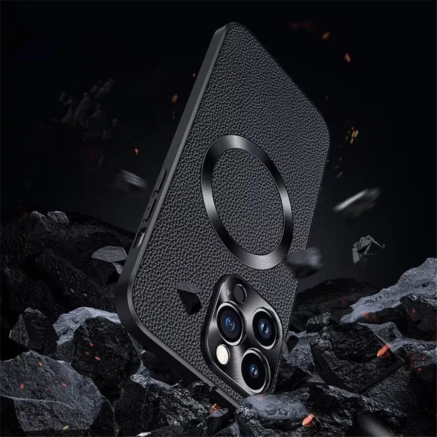 IPhone 14 Charging Cases: Premium Leather Magnetic Wireless Charging ...