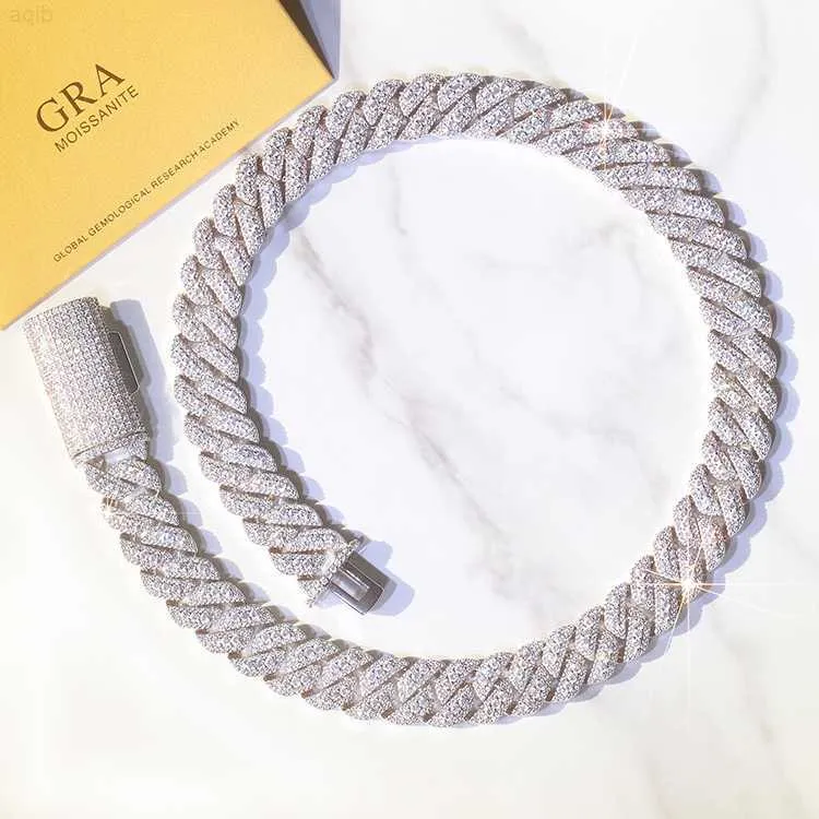 Premium Silver Diamond Cuban Link Chain - 16mm Wide, Gra d Color ...