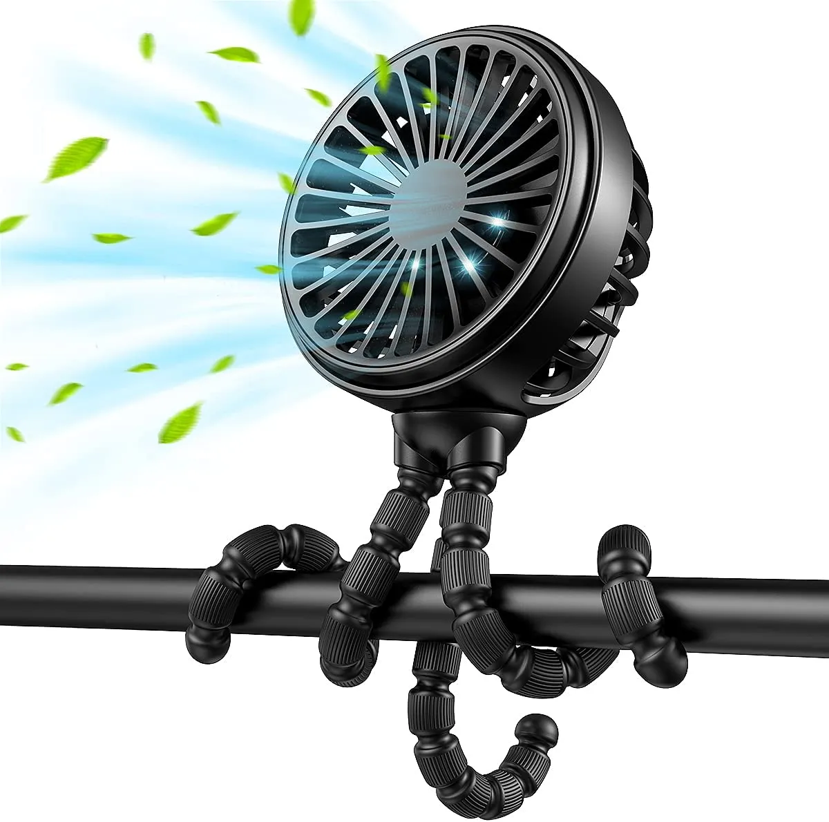 Portable Fan, 1800mAh Battery Operated Small Stroller Fan with Flexible ...