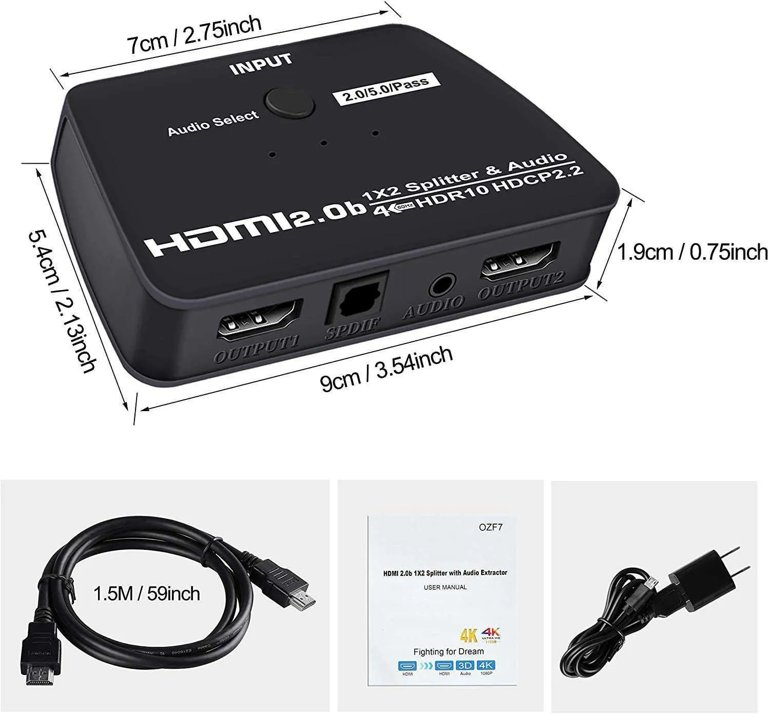 Wholesale The New HDMI2.0 Distributor 1 In 2 Out With Audio 1 2 ...