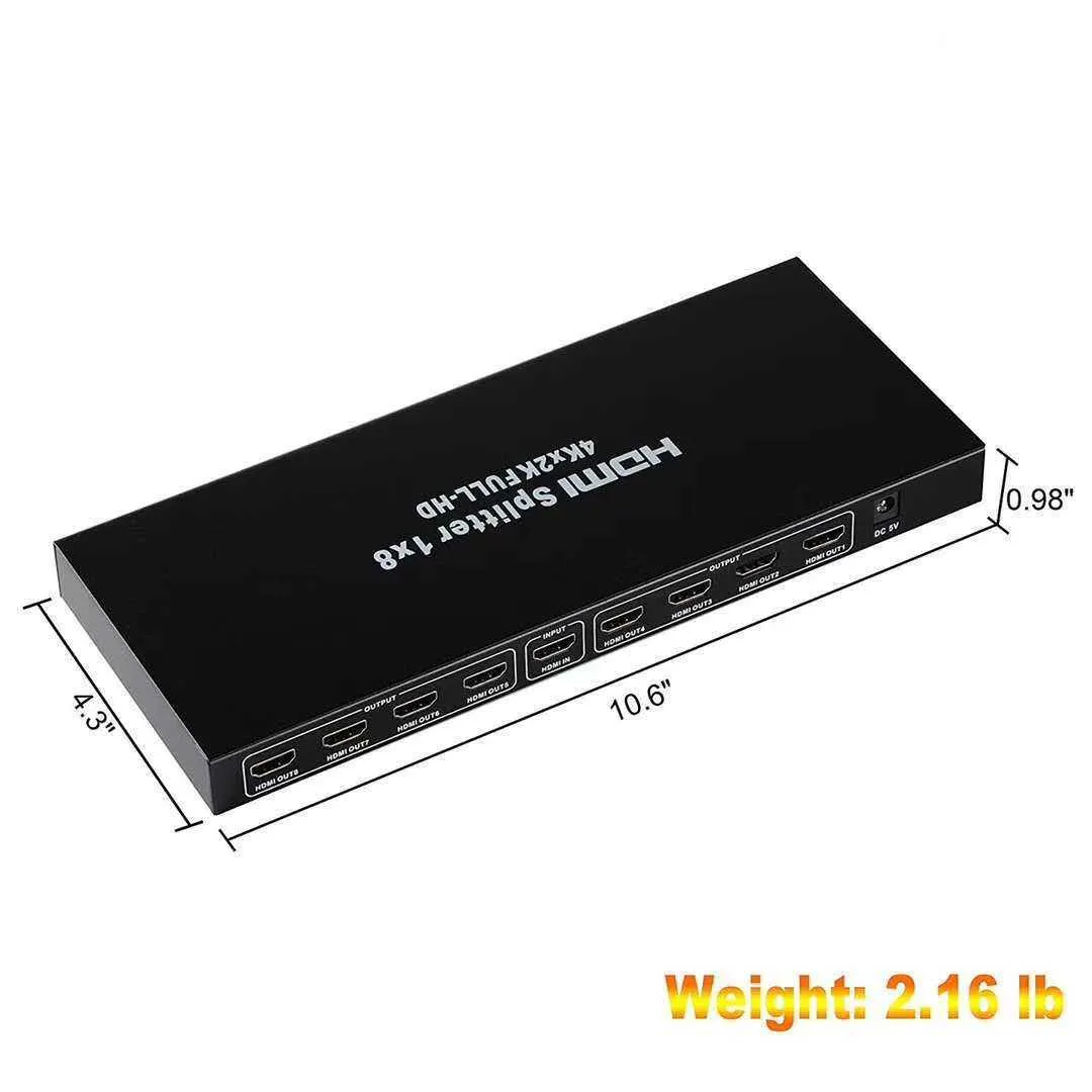 4K HDMI Splitter 1 in 8 Out - 30Hz HDMI Splitter, Distribute HDMI ...
