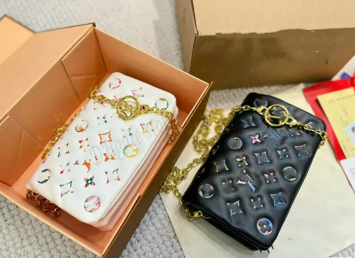 Colorful Embossed Cotton Puffy Crossbody Bag With Mini Flap And Multi ...