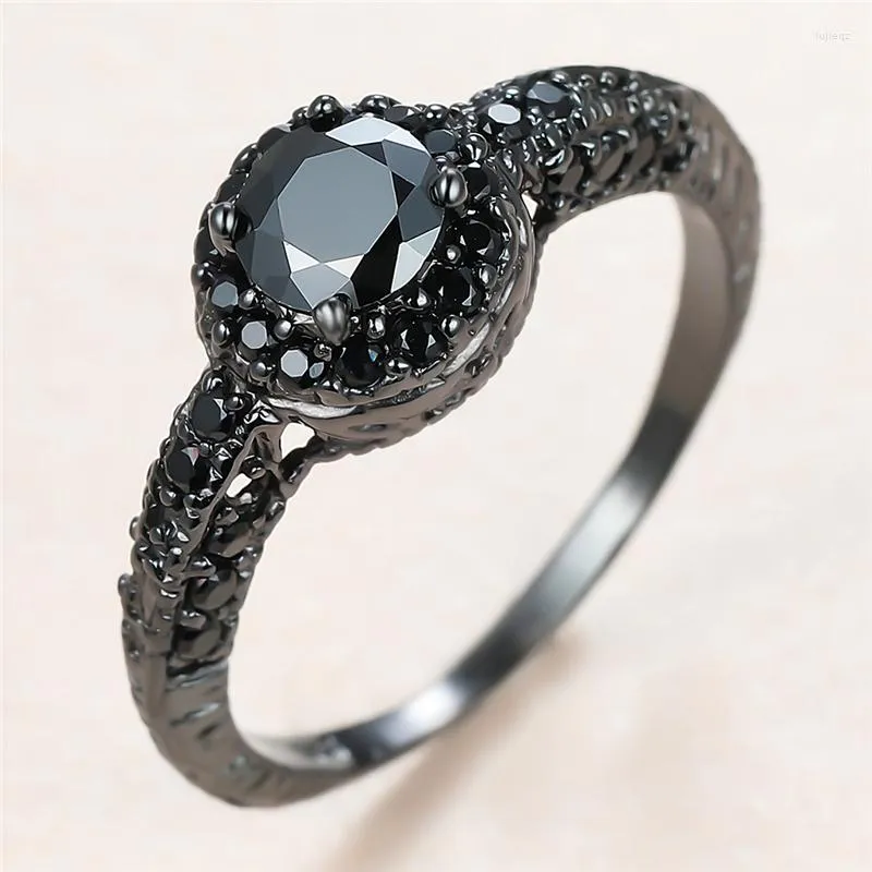Black Wedding Rings Female Vintage Male Female Black Crystal Ring ...