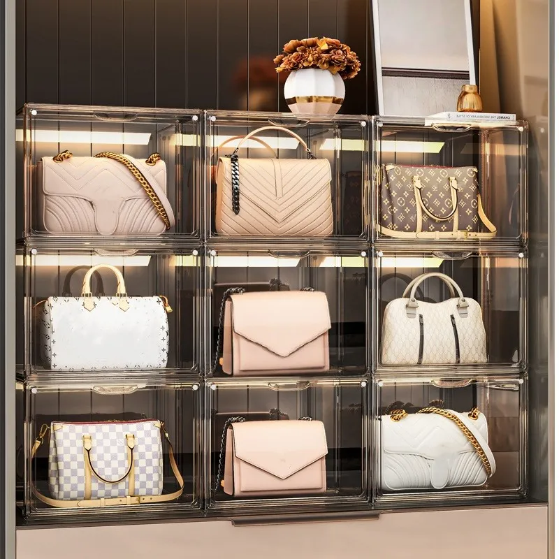 Premium Bag Organizer - Transparent Display Storage Box, Dustproof ...