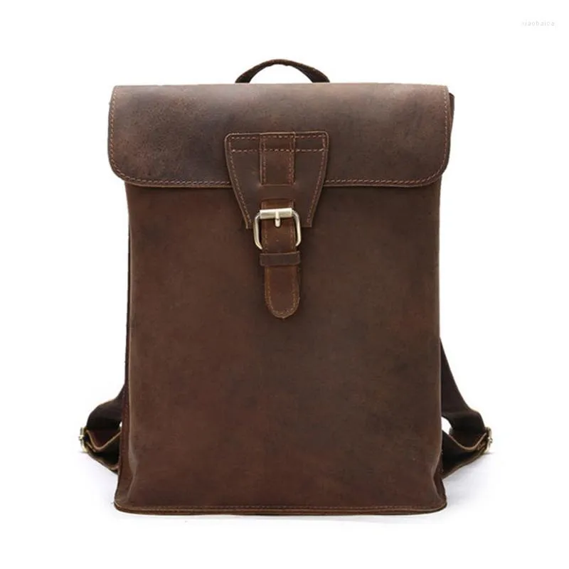 Genuine Leather Backpack For Men | Crazy Horse Leather School Bag ...