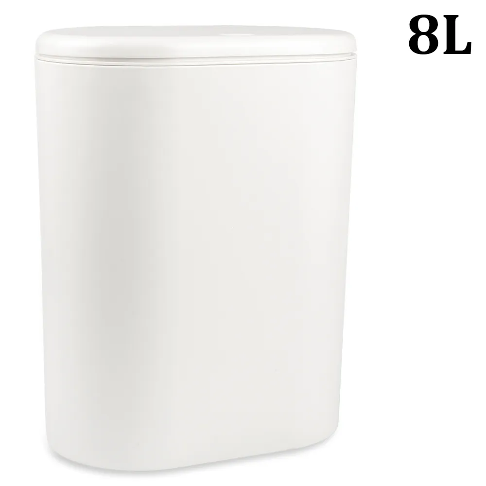 Waste Bins 8L Plastic Slim Trash Can With Lid Wastebasket Kitchen ...