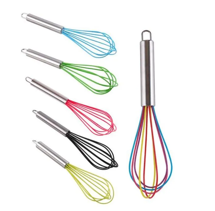 10 Silicone Stainless Steel Cooking Beater Whisk Stirrer With Handle ...