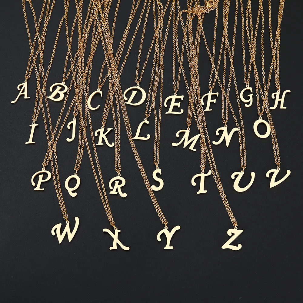 Rose Gold Alphabet Number Pendant Necklace For Women Personalized ...