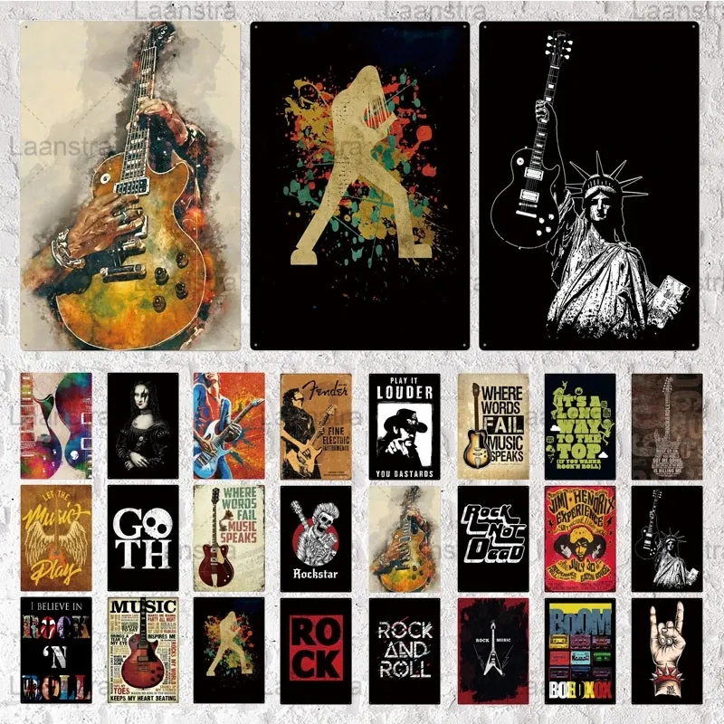 Metal Tin Sign Retro Music Rock Band Roll Signs Vintage Wall Art Decor ...