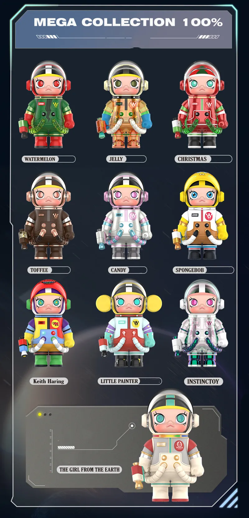 MEGA Collection Series 100% Astronaut POPMART Bubble Mat Space New Spot ...