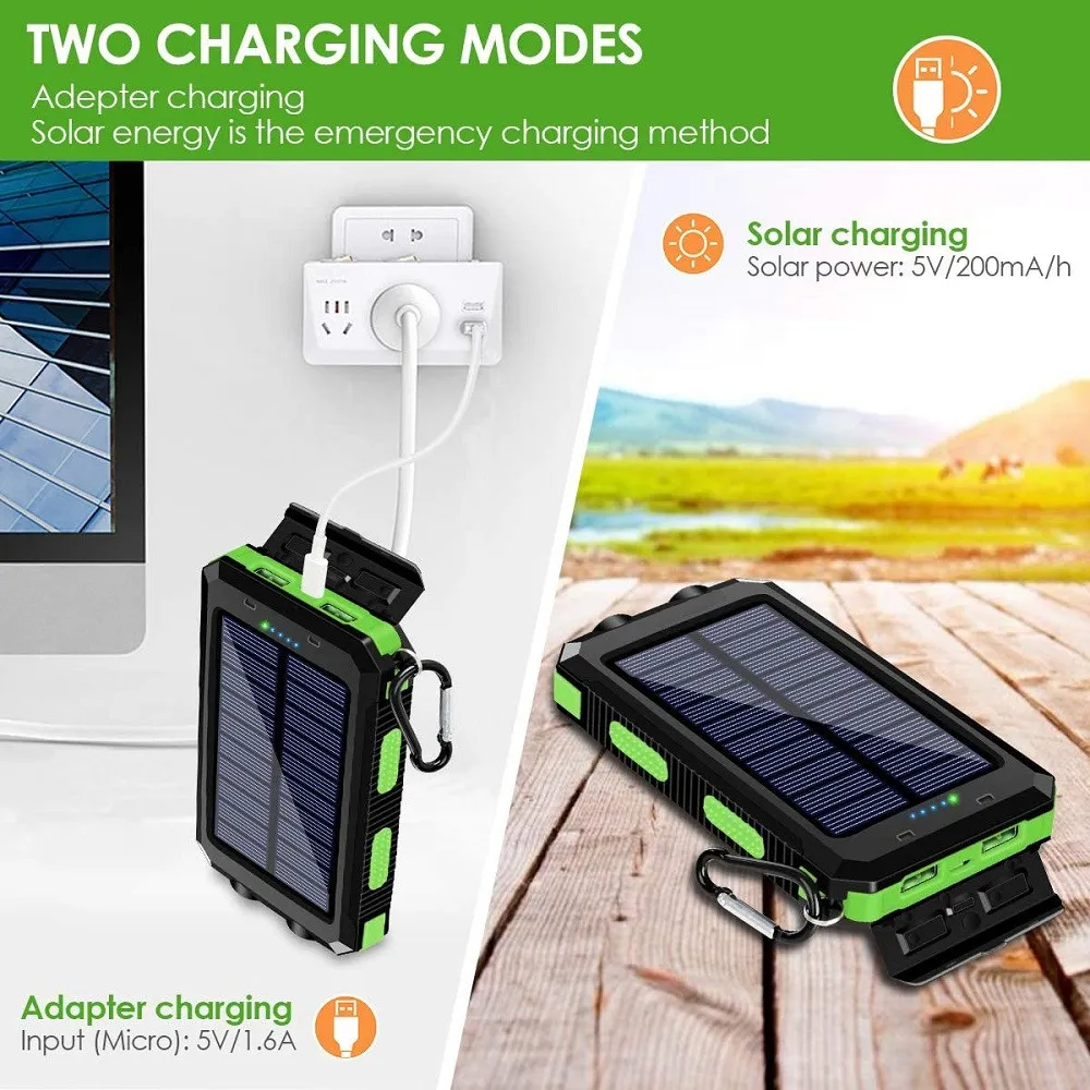 Portable Solar Power Bank 30000mAh External Battery Charger With Strong ...