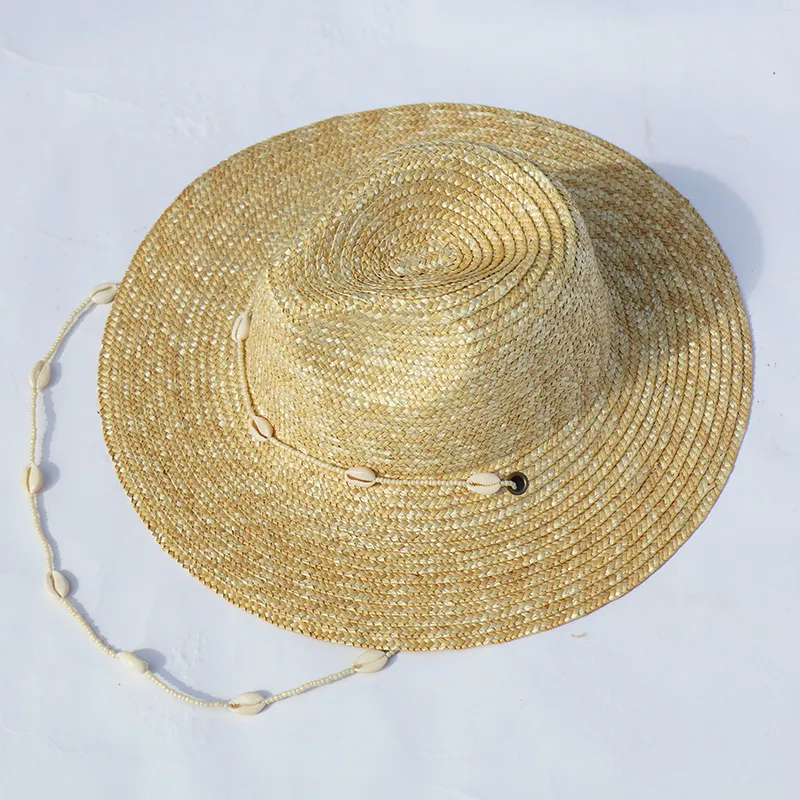 Women's Wide Brim Beach Hat - Fashion Straw Fedora with Seashells ...