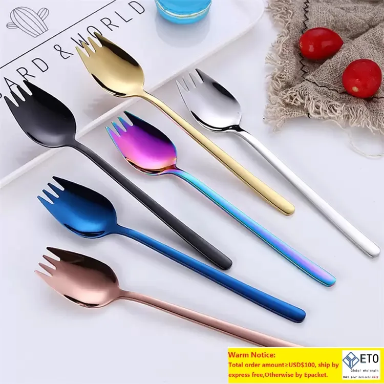Multifuntional 2 In 1 Spork Silverware Stainless Steel 304 Gold Fork ...