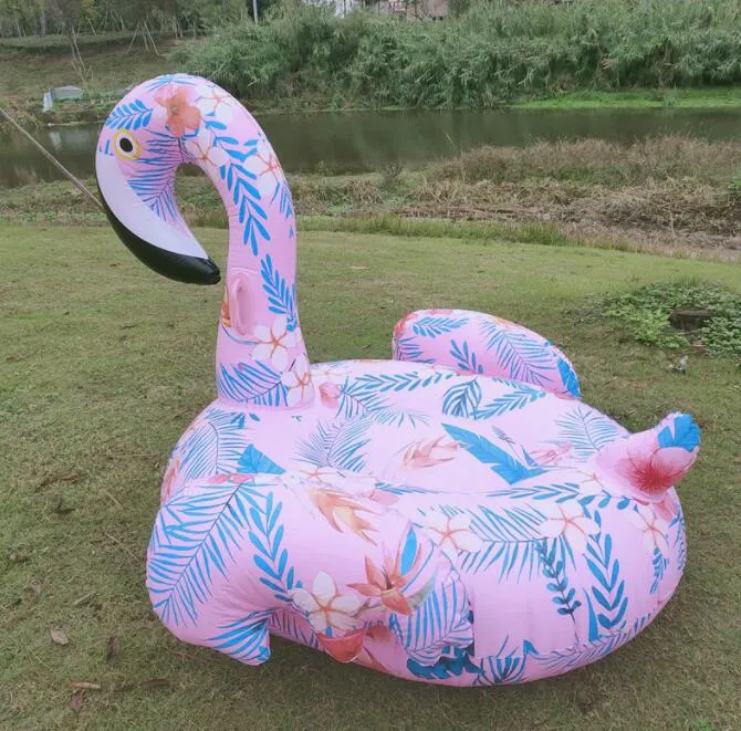 Inflatable Flamingo Float Cartoon Water Life Buoy Tubes With Floral ...