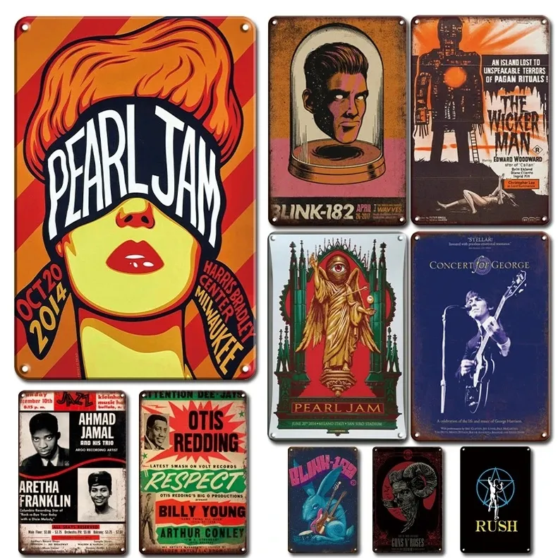 Vintage Rock Band Metal Plaque Music Poster Tin Sign With Stickers ...