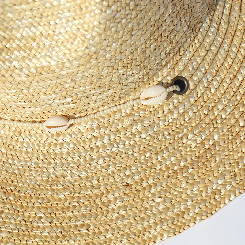 Women's Wide Brim Beach Hat - Fashion Straw Fedora with Seashells ...