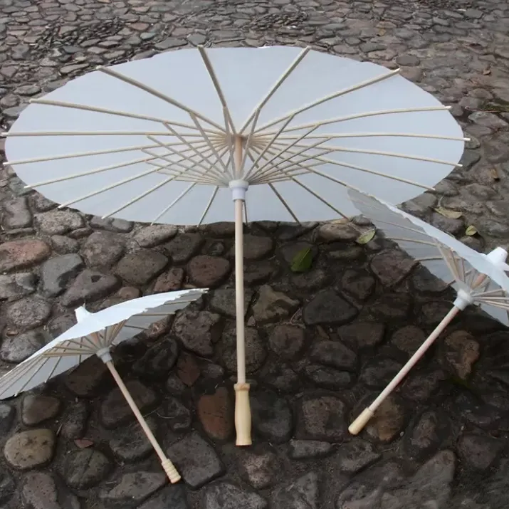 White Paper Parasols 4 Sizes, Handmade Chinese Mini Craft Umbrellas For ...