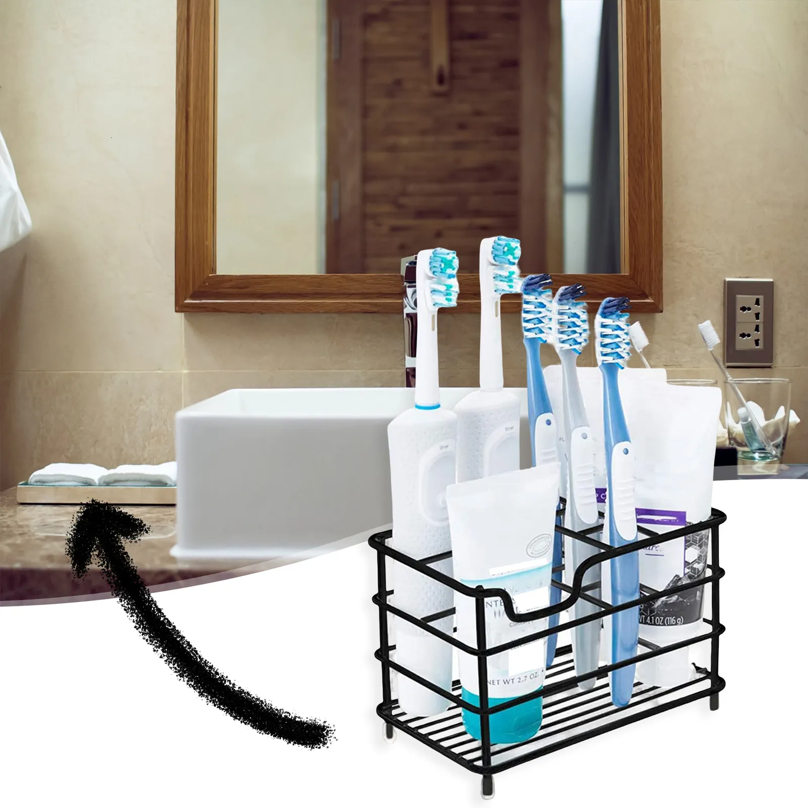 Multifunctional Stainless Steel Toothbrush Holder: Bathroom Organizer ...
