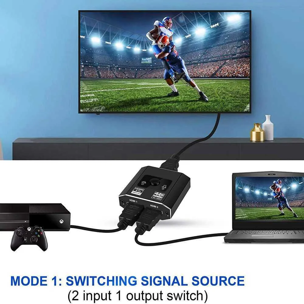 4K HDMI Bi-Directional Switch - 60Hz, 2 in 1 Out HDMI Splitter, High ...