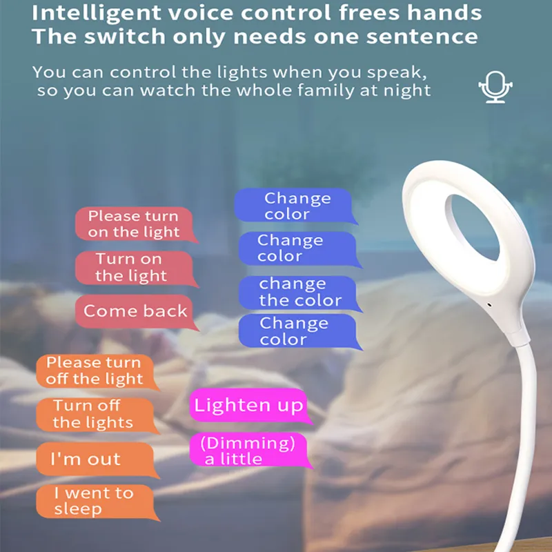 LED Smart Illumination Desk Lamp Voice Operated Portable Night Light ...