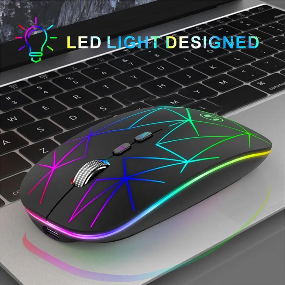Rechargeable Wireless Mouse With RGB LED, Ergonomic Computer Mouse For ...