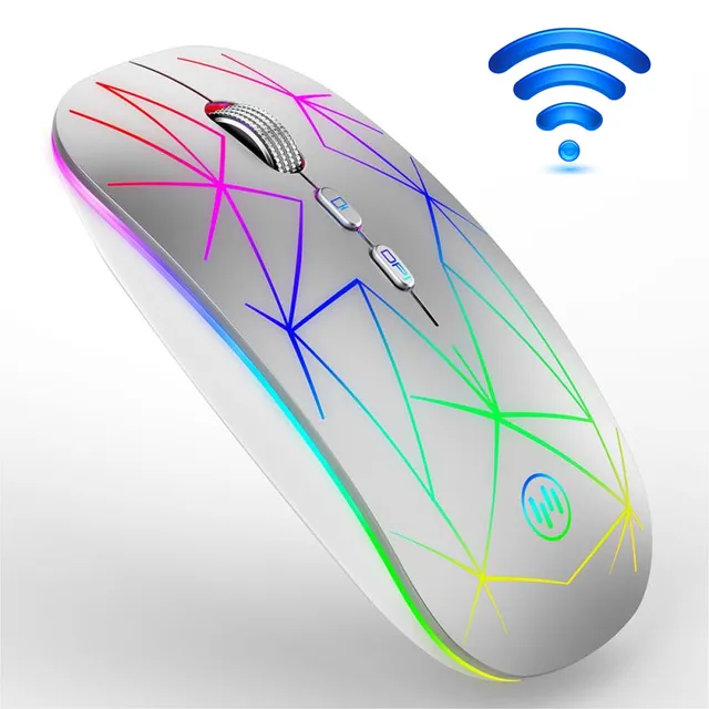 Silent Rechargeable RGB Bluetooth Gaming Mouse With LED Lights For PC ...