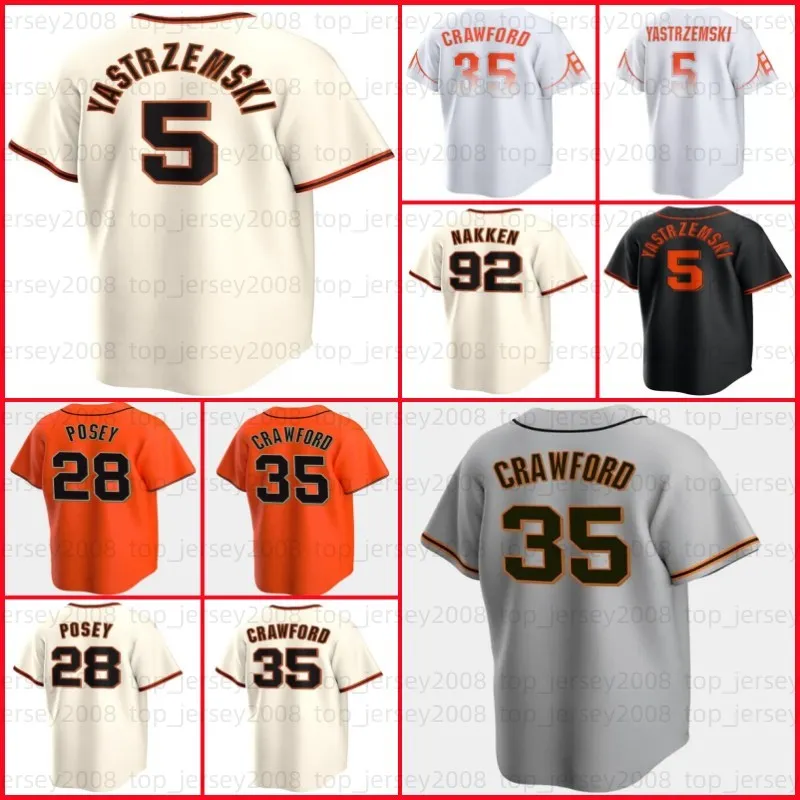 35 Brandon Crawford Baseball Jersey 28 Buster Posey Evan Longoria 5 ...