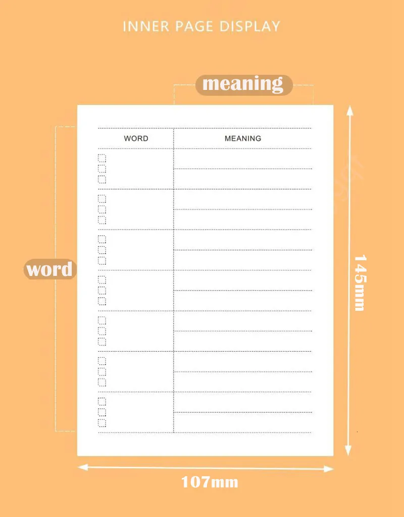 Mini Vocabulary Notebook B6 4.21 × 5.71 in Soft PU Cover 196 Pages ...