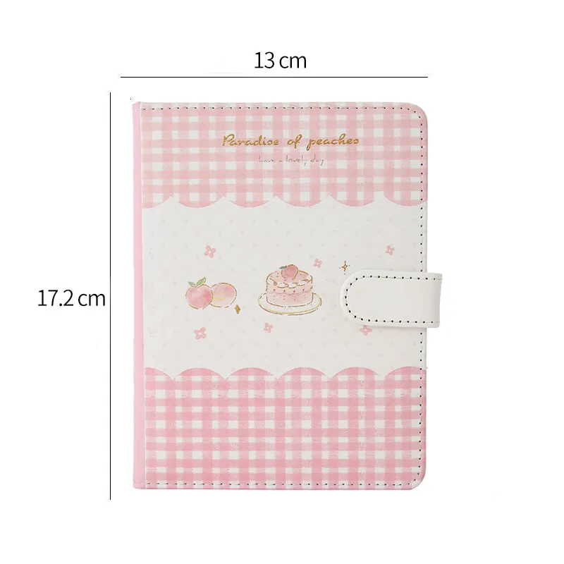 Cute Journals: Pink Peach PU Leather Magnetic Notebook, Kawaii Diary ...