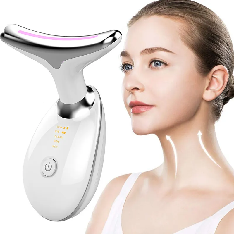 Neck Face Beauty Device - LED Light Therapy for Skin Tightening ...