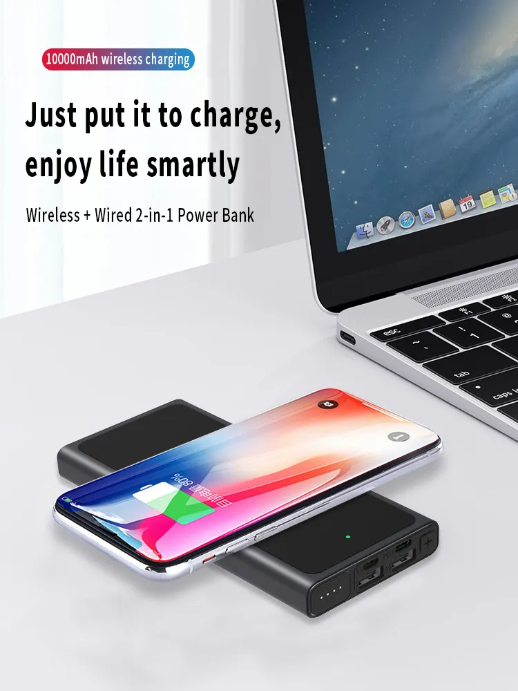 PD18W Wireless Power Bank Portable 10000mAh Charger For Fast Charging ...