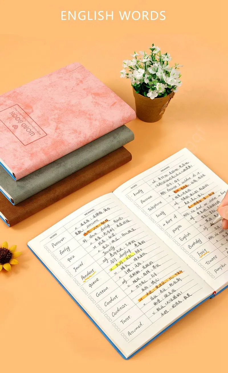 Mini Vocabulary Notebook B6 4.21 × 5.71 in Soft PU Cover 196 Pages ...