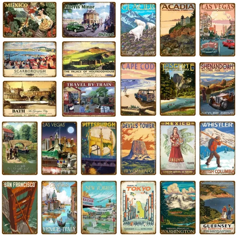Retro Mexico Tokyo Tin Poster Tourism Nostalgic Tin Signs Wholesale ...
