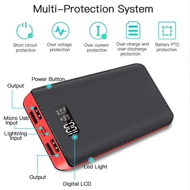 30000mAh Power Bank, Fast Charging External Battery Charger With ...