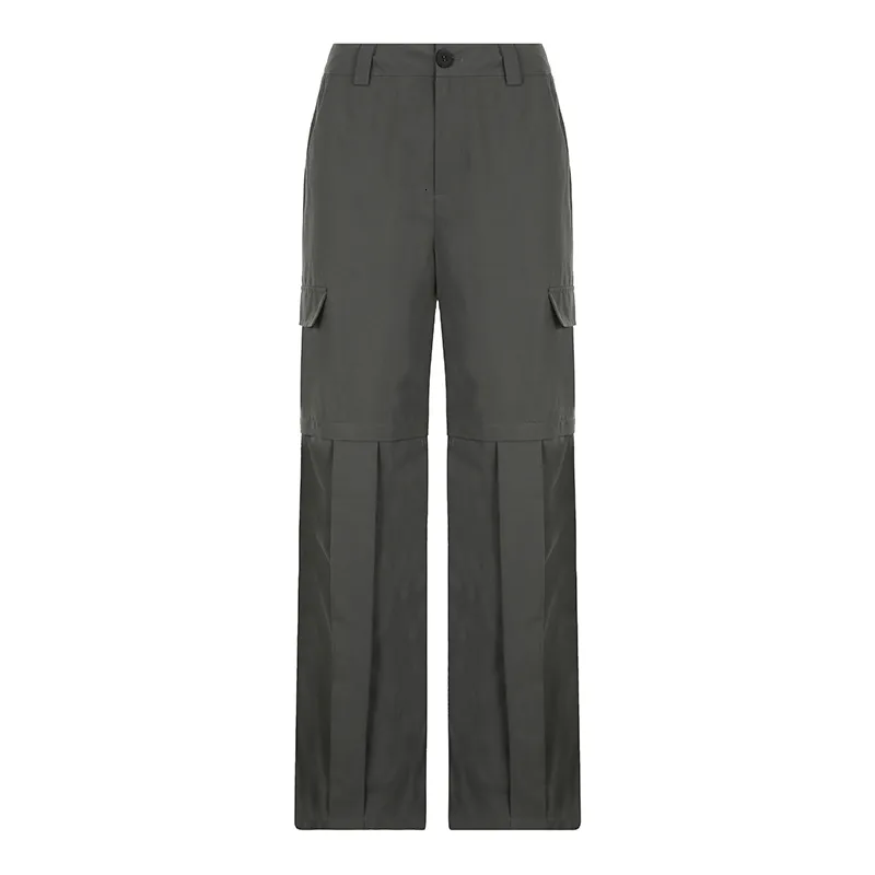 Women27s High Waist Loose Cargo Pants with Pockets Button Fly Full ...