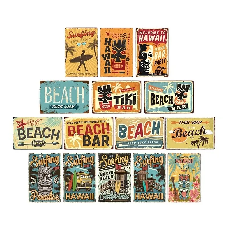 Bar Tin Sign Old Rusty Beach Bar Retro Rusty Board Beach House Metal ...