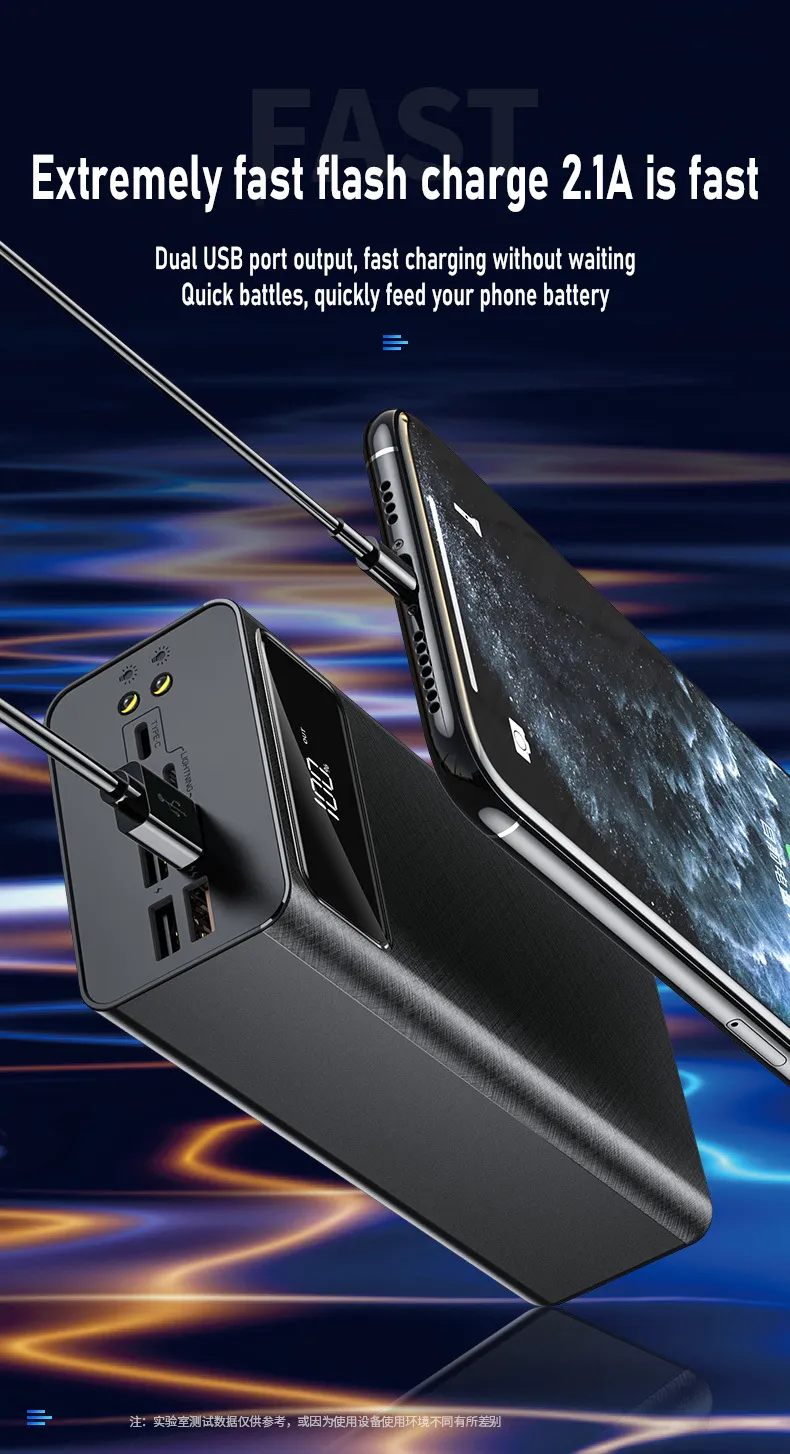 80000mAh Portable Power Bank For Xiaomi/IPhone High Capacity Fast Charging External Battery Pack ...