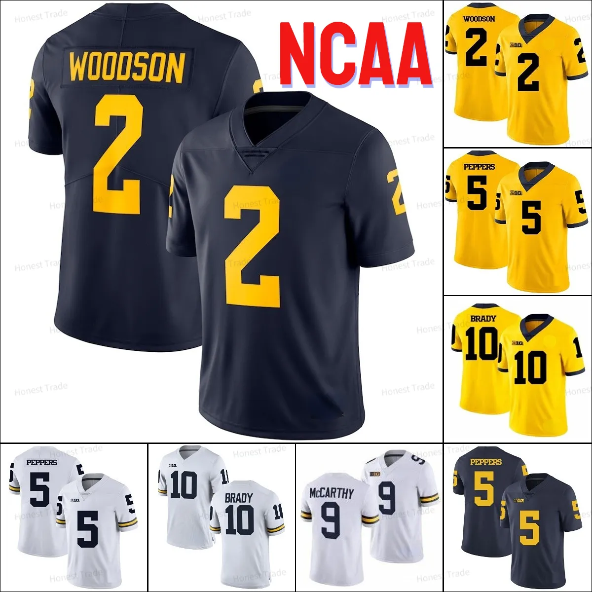 Michigan Wolverines College Football Stitched Jersey Yellow, Blue ...