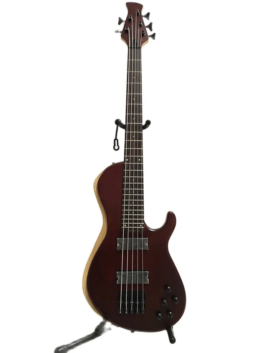 Custom 5 String Electric Bass Guitar Dark Red Maple Tiger Veneer ...