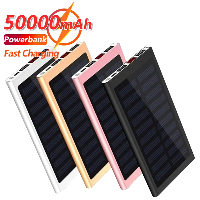 2024 New50000mAh Power Bank Solar Charger, 2USB Fast Charging Portable ...