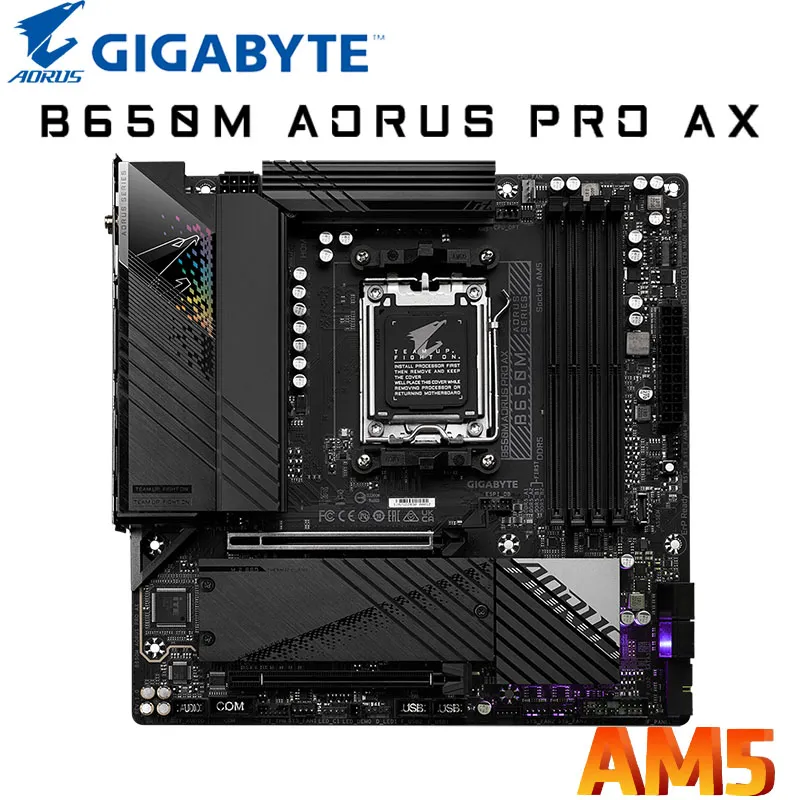 Gigabyte B650M AORUS PRO AX Motherboard AMD Ryzen 7000 Series, DDR5 6600MHz, PCIe 5.0 M.2 ...