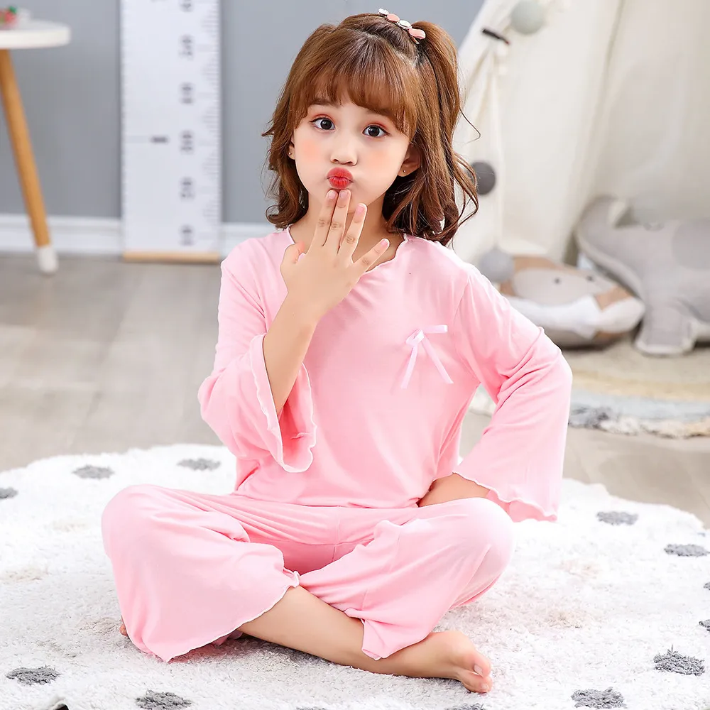 Girls Modal PJS Pajama Set Spring/Summer Homewear For Kids, Teenagers ...