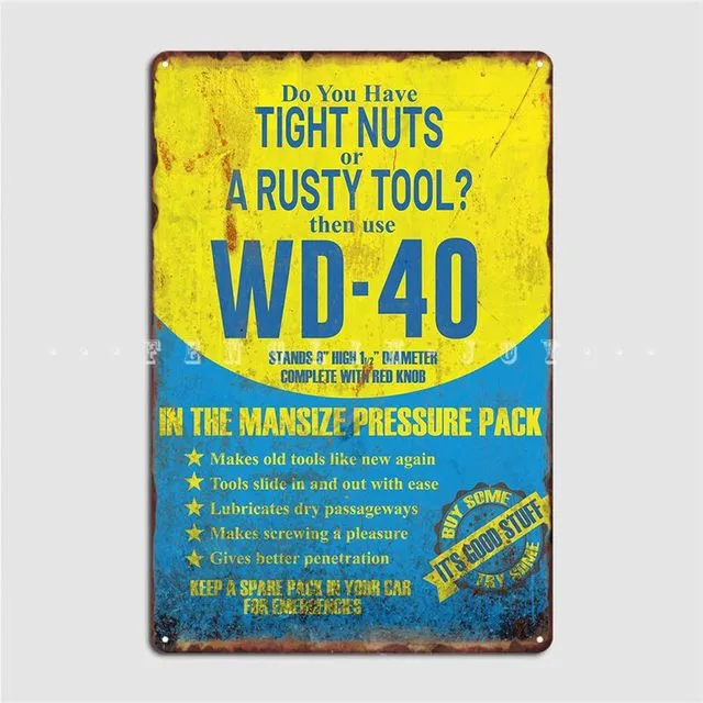 Retro WD 40 Tin Sign Draft Beer Bar Party Decor Cocktail Wine Vins ...