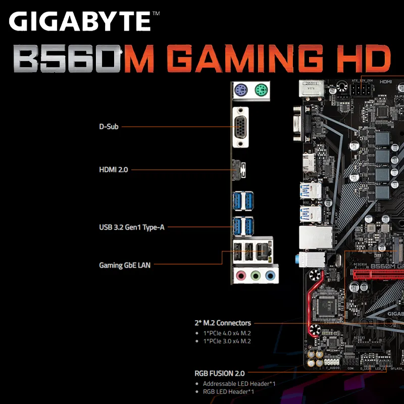 LGA 1200 Gigabayt B560M Oyun HD Anakart Desteği Intel 11. Ve 10. Nesn ...